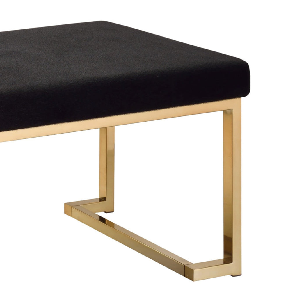 Buy 40" Modern Bench Metal Base Cushioned Seat Black Gold | ACME | Casagear