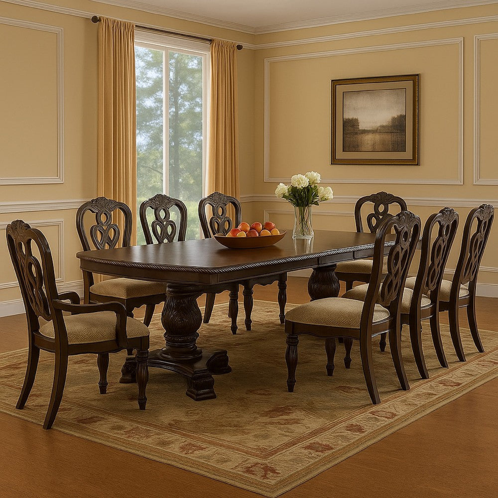Traditional Dining Table | Wood | Extension Leaf | Brown – Casagear