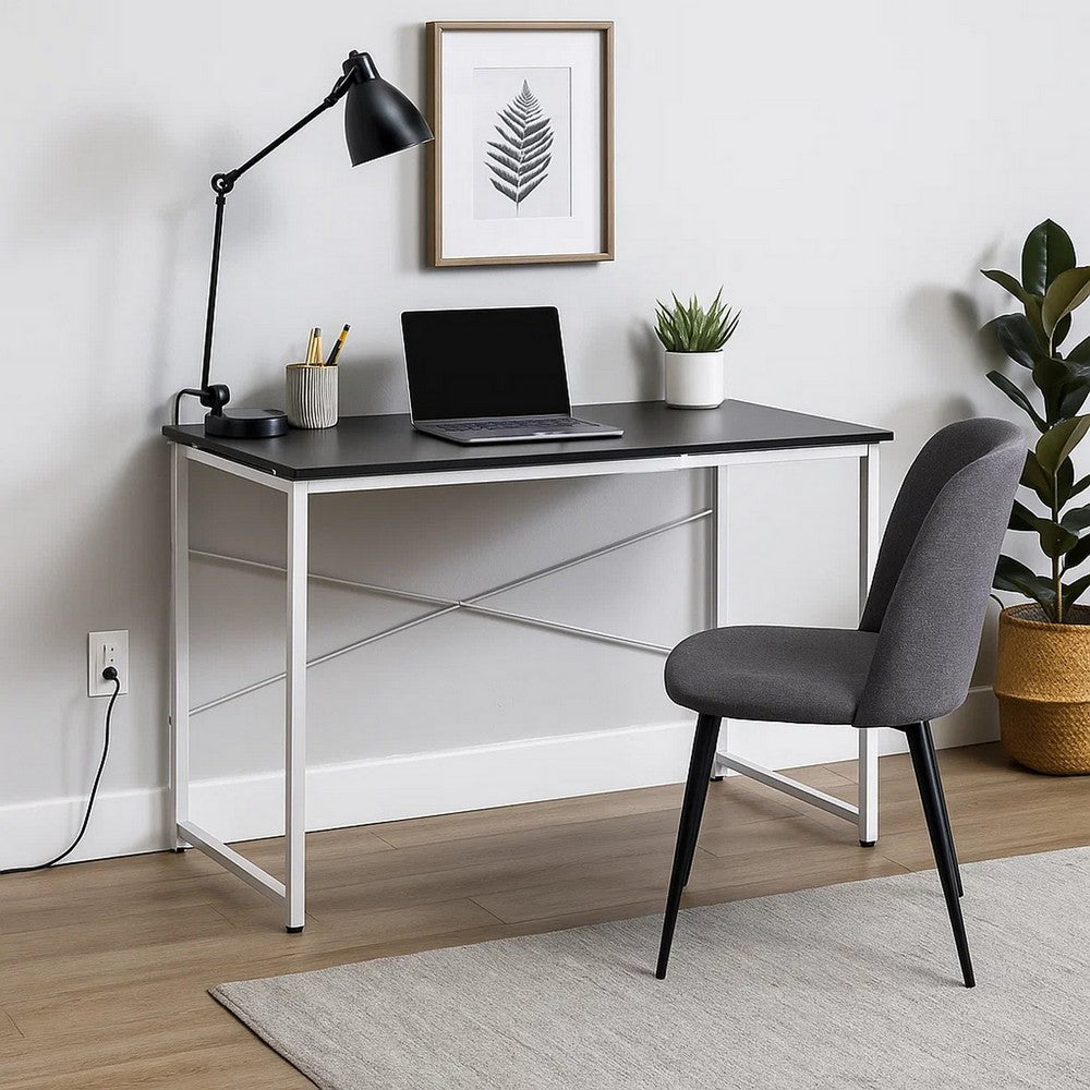 Buy Black and White Writing Desk with X Crossbar | 30 Day Return – Casagear