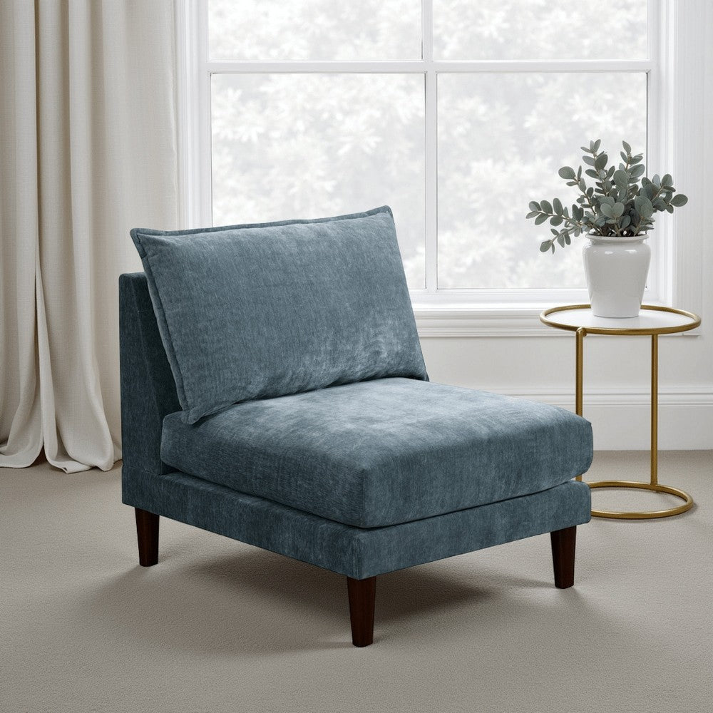 Rio Modular Armless Sofa Chair | 33" | Lumbar Cushion | Slate Blue Fab