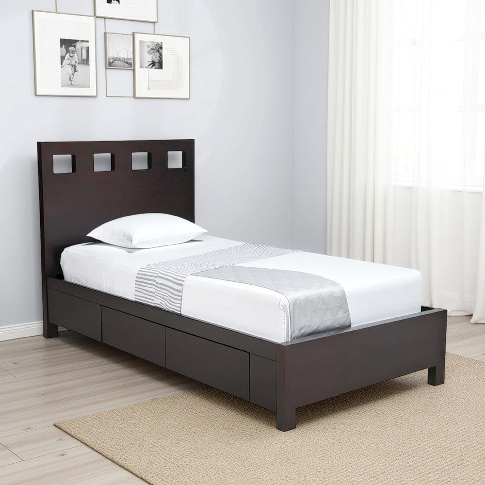 Buy Yee King Storage Bed, Espresso, 4 Drawers, Panel Headboard | Free ...