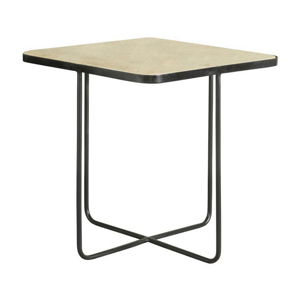 Buy 24 Inch Square Side Table, Marble Top, Black Iron | Free Shipping