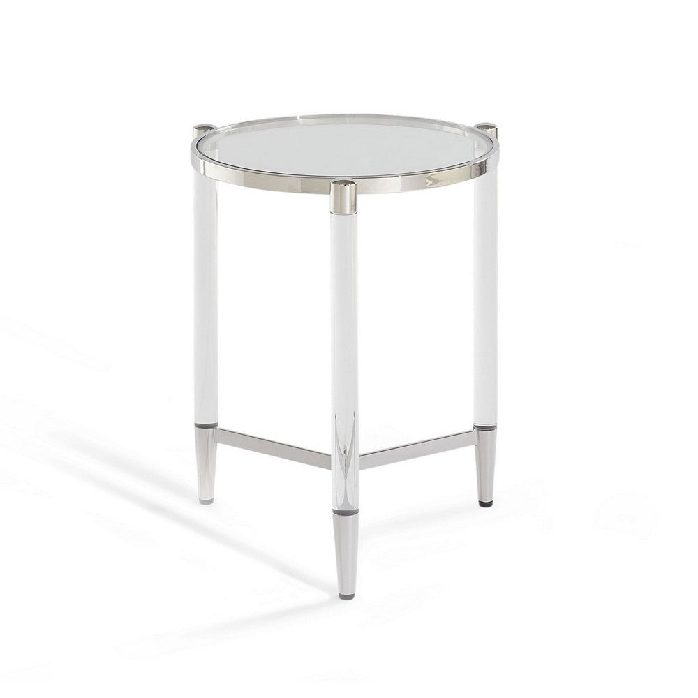 Buy Mase 24 Inch Round End Table, Acrylic Legs | Fast Shipping