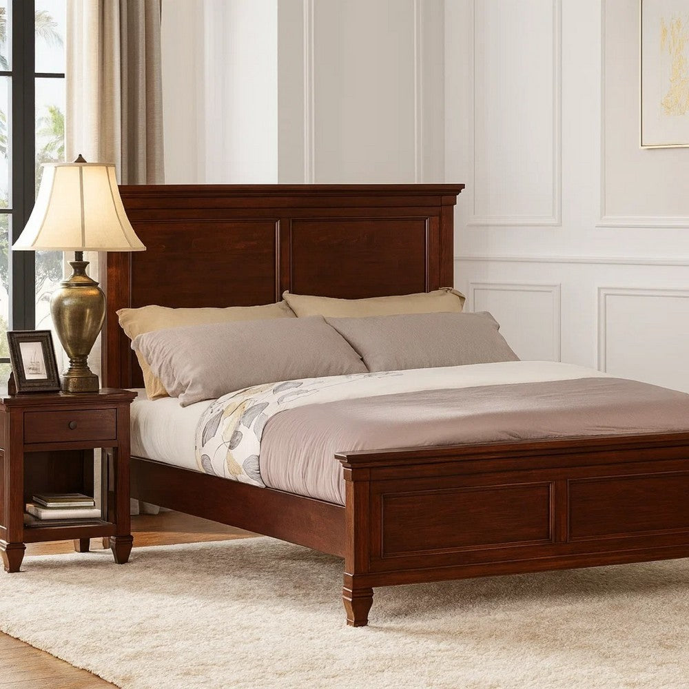 Buy Umi Full Size Bed, Classic Panel Design, Brown Wood – Casagear