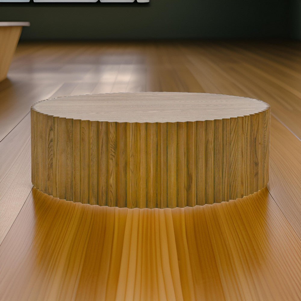 Buy Cid Eliott 39 Inch Coffee Table, Round Walnut Brown Solid Poplar ...