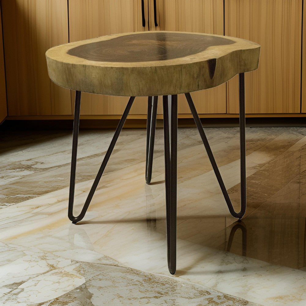 Buy Hito 40in Side End Table, Metal Legs, Live Edge Brown Solid Parota ...