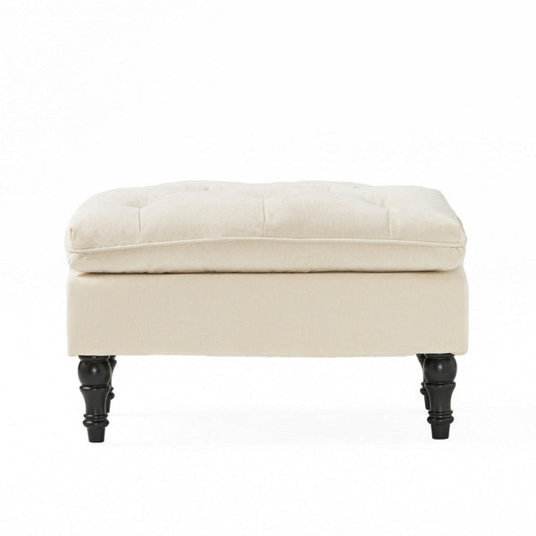 Buy Ottoman Rectangular 29x18 Tufted Ivory Fabric | 30 Day Return