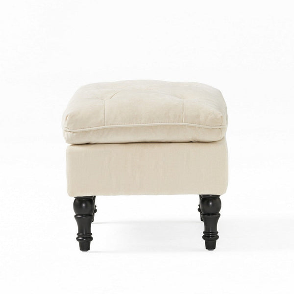 Buy Ottoman 29 inch Tufted Ivory Fabric |Free Shipping – Casagear