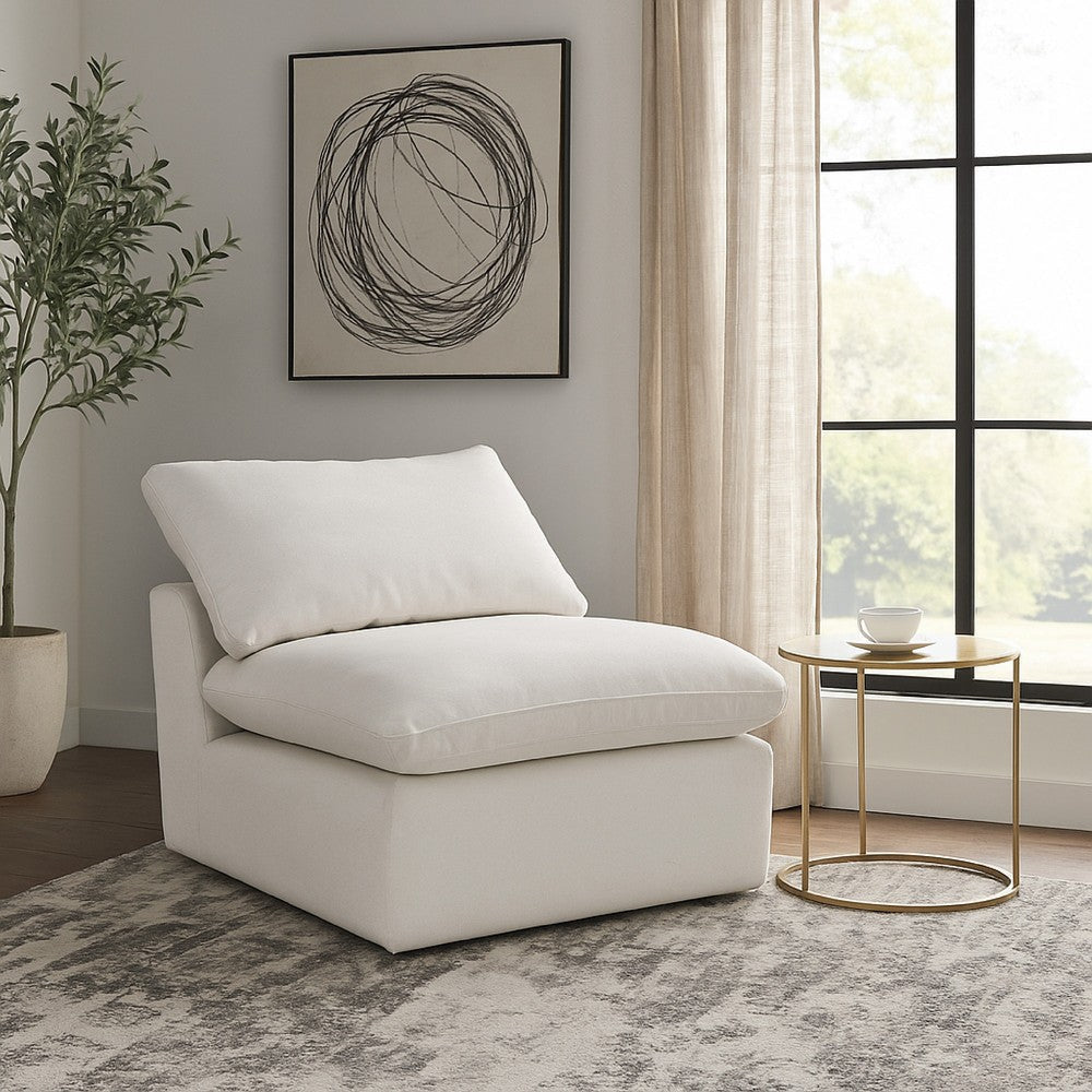 Buy Shar Modular Armless Chair, Pillow Top Cushions, Ivory Linen Fabric ...
