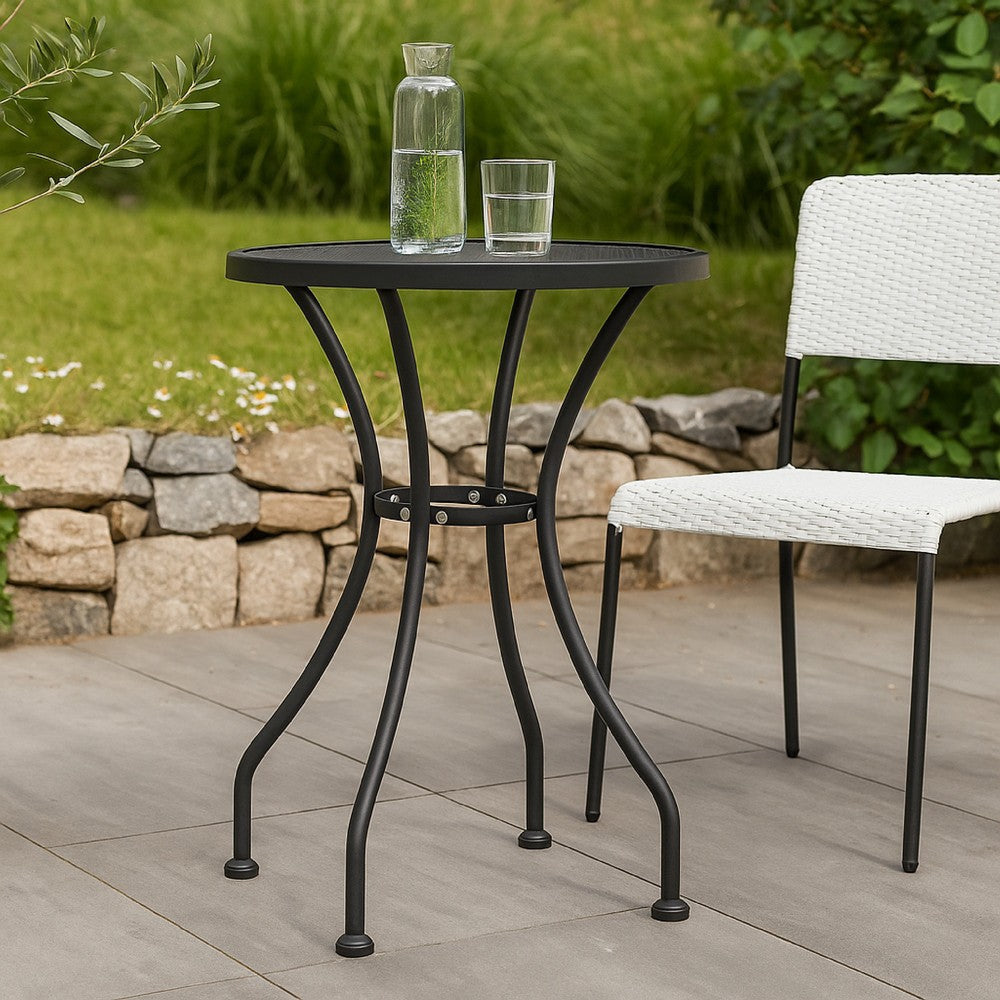 Buy Outdoor Dining Breakfast Table, 28 Inch, Round Tabletop, Gray Metal ...