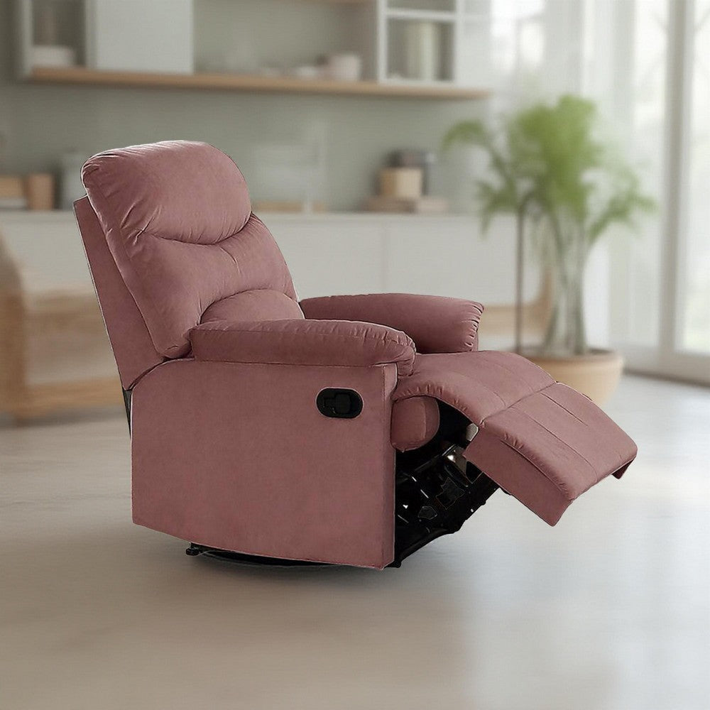 Buy Karry Manual Recliner Chair, Cushioned Blush Pink Velvet, Solid ...