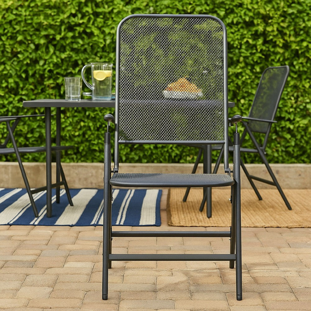 Buy Zofi Folding Outdoor Dining Set of 4, Dark Gray Iron Mesh Frame ...