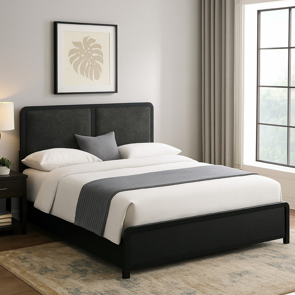 Buy Cavy King Size Bed, Channel Tufted Upholstered Headboard, Black ...