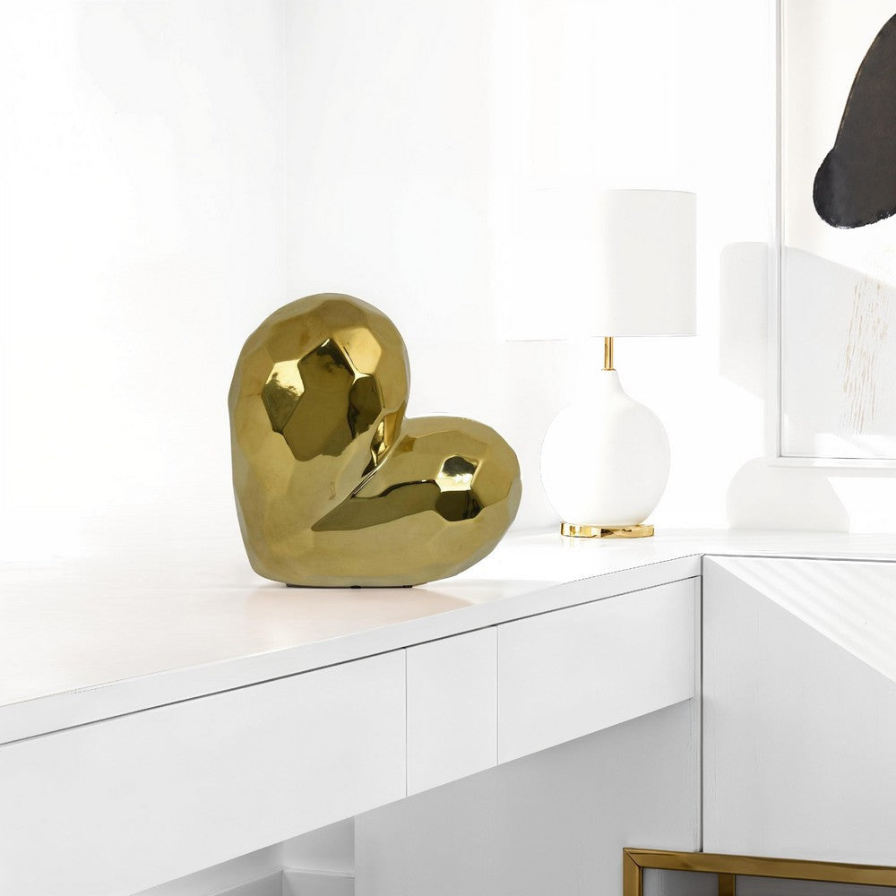 Buy Dina Gold Heart Tabletop Decor, Golden Ceramic 12 Inch By Casagear Home