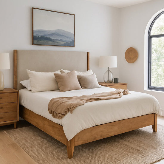 Buy King Neuv Bed Upholstered Headboard Brown Parota | Fast Shipping