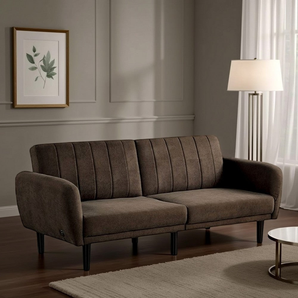 Buy Fold Out Futon Sofa Bed Dark Brown Retro Tufted | Free Shipping ...