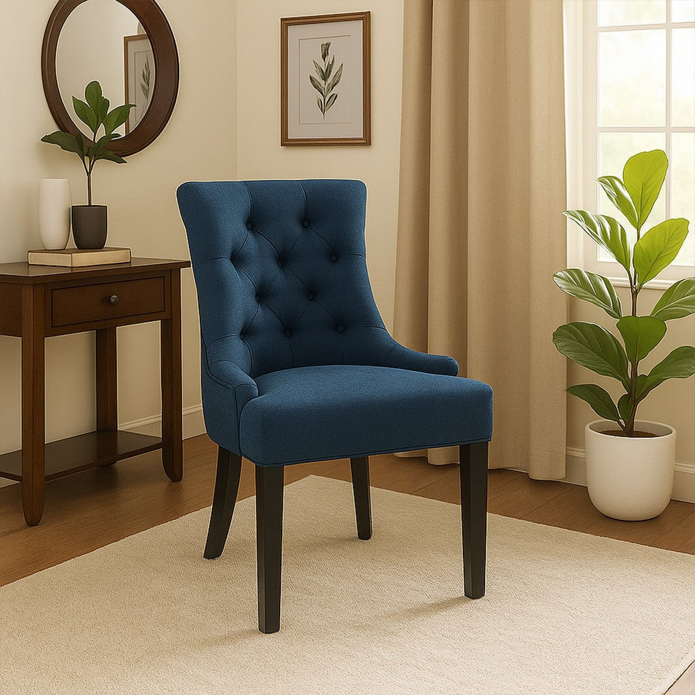 Buy 2 Upholstered Tufted Back Blue Fabric Chairs | Free Shipping – Casagear