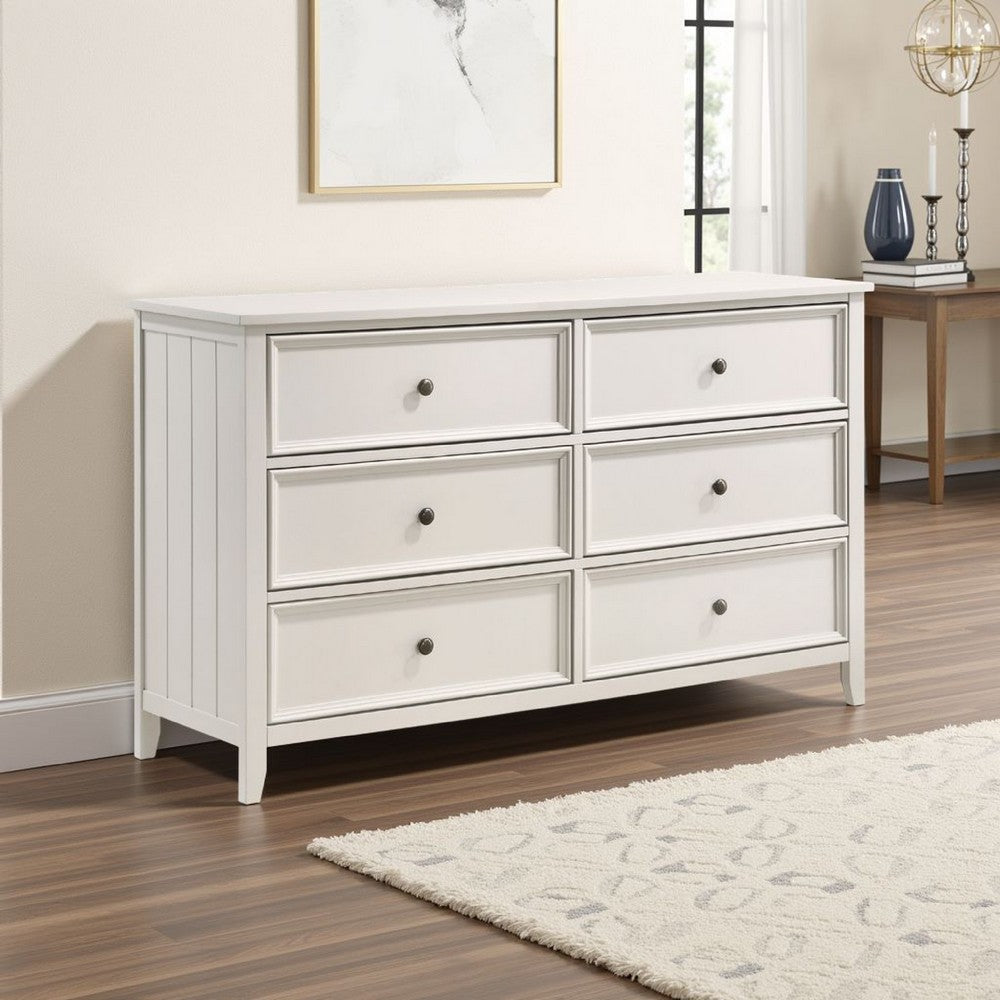 Buy 60 Inch Dresser White Melamine Veneer 6 Spacious Drawers | BBB ...