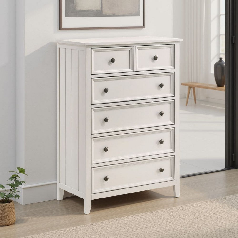 Buy Tall Dresser Chest White Melamine Veneer 5 Drawers | BBB Accredited ...