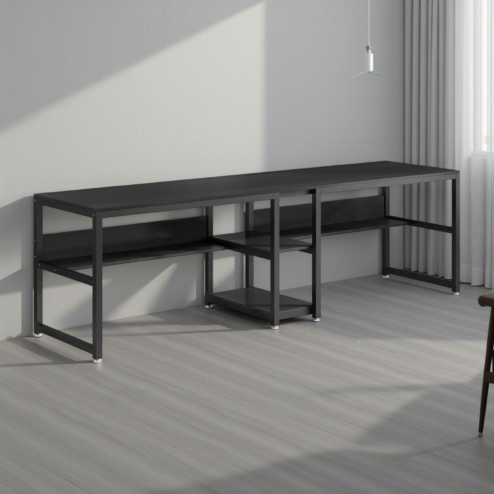 Buy 2 Person Desk 79 Inch Top Shelf Industrial Black | Fast Shipping