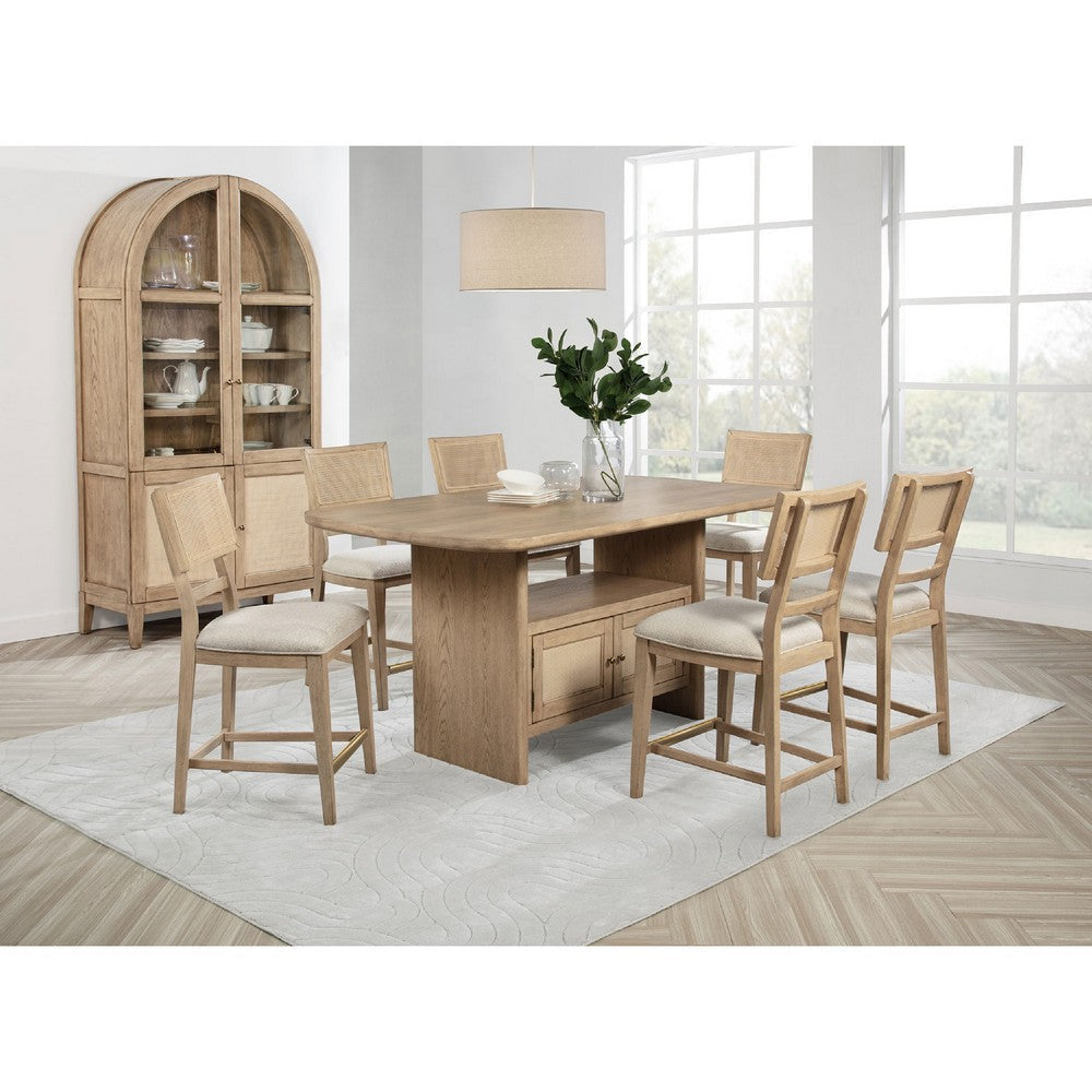 Buy 9-Piece Counter Height Dining Set 6 Chairs China Cabinet Beige ...