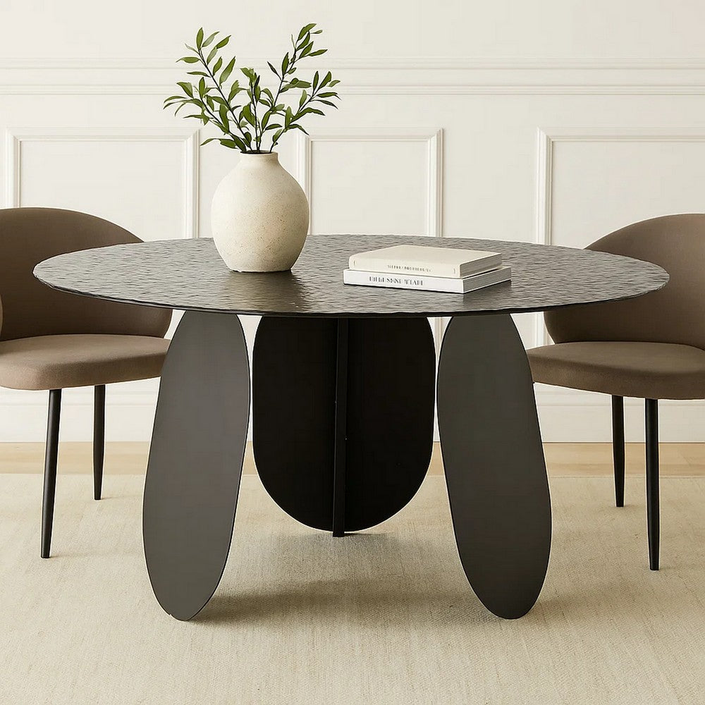 Buy Dining Table 53" Gray Glass Top Black Iron Base | Free Shipping ...