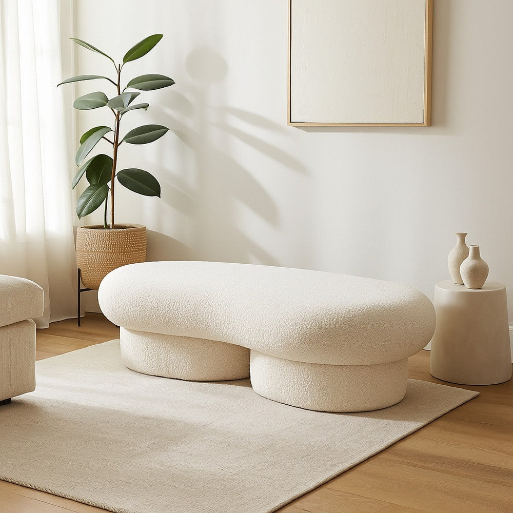 Buy Accent Bench | Solid Wood Ivory Boucle 59" | Best Price – Casagear