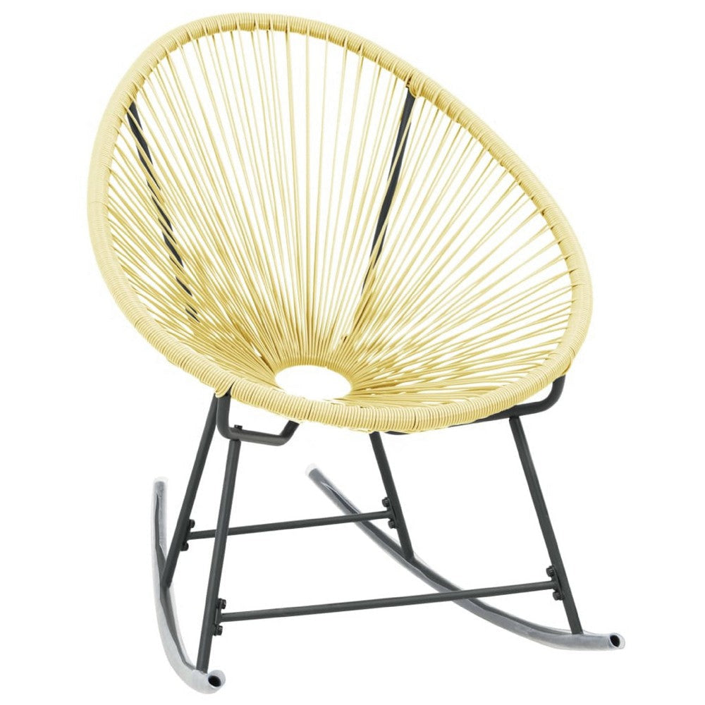 Buy Rocking Acapulco Chair Beige Poly Rattan Steel | Free Shipping ...