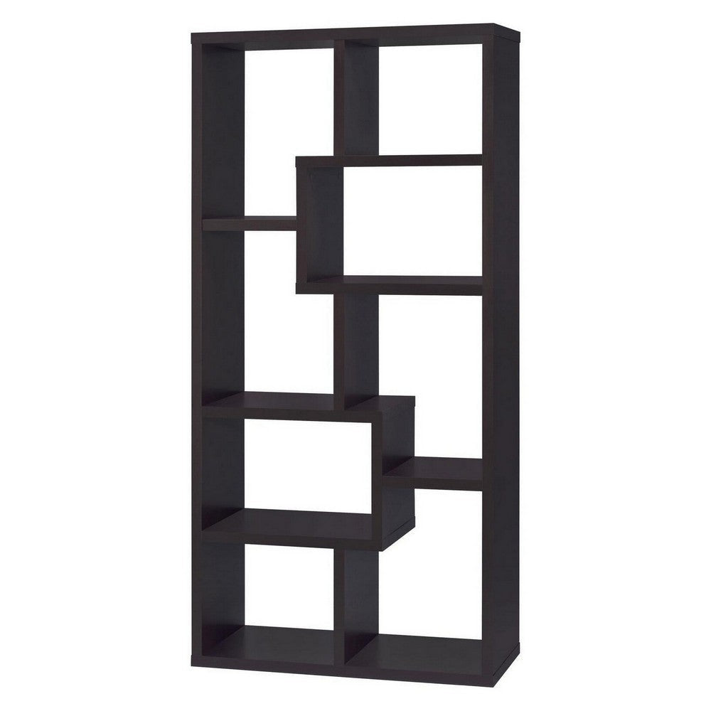 Buy Contemporary Asymmetrical Cube Bookcase, Brown | Casagear