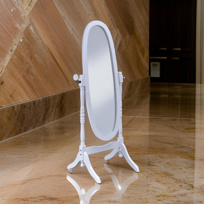 Buy Traditional Oval Shaped Cheval Mirror, White By Coaster From Casagear