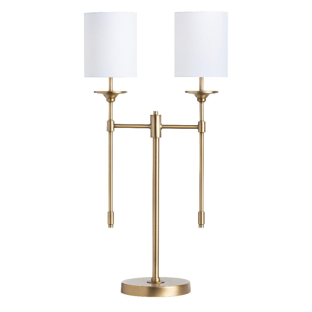 Buy Pera Table Lamp Set 2 Brass Twin White Linen 32" | Free Shipping