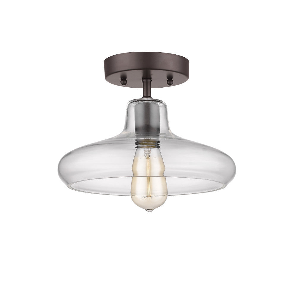 Buy 11" Metal Ceiling Fixture Glass Shade Bronze Clear | 30 Day Return ...