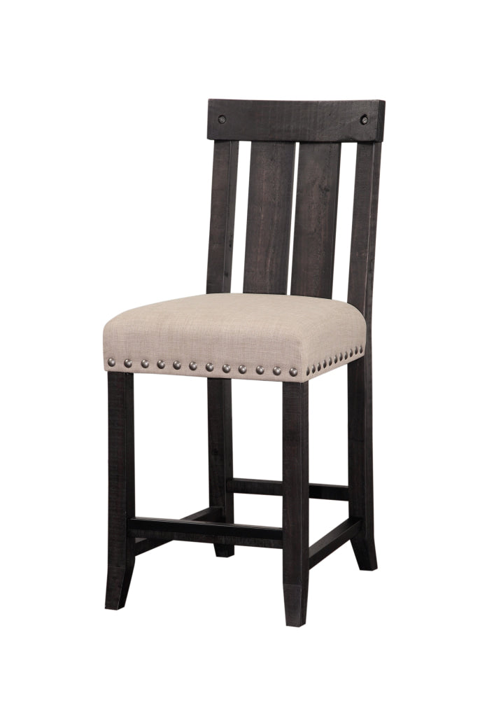 Buy 2 Black & Beige Fabric Slat Back Counter Stools | Free Shipping