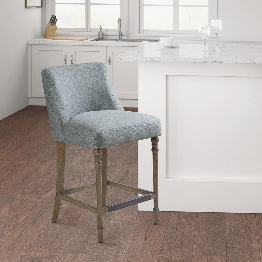 Buy Counter Chair Blue Fabric Reclaimed Brown Legs | Free Shipping ...