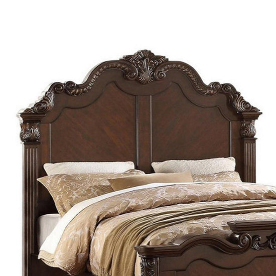 Buy King Bed Splendidly Carved Dark Walnut Veneer | 30 Day Return ...
