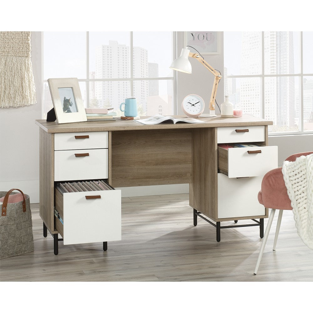 Buy Anda Norr Executive Desk Sky Oak/White | BBB Accredited – Casagear