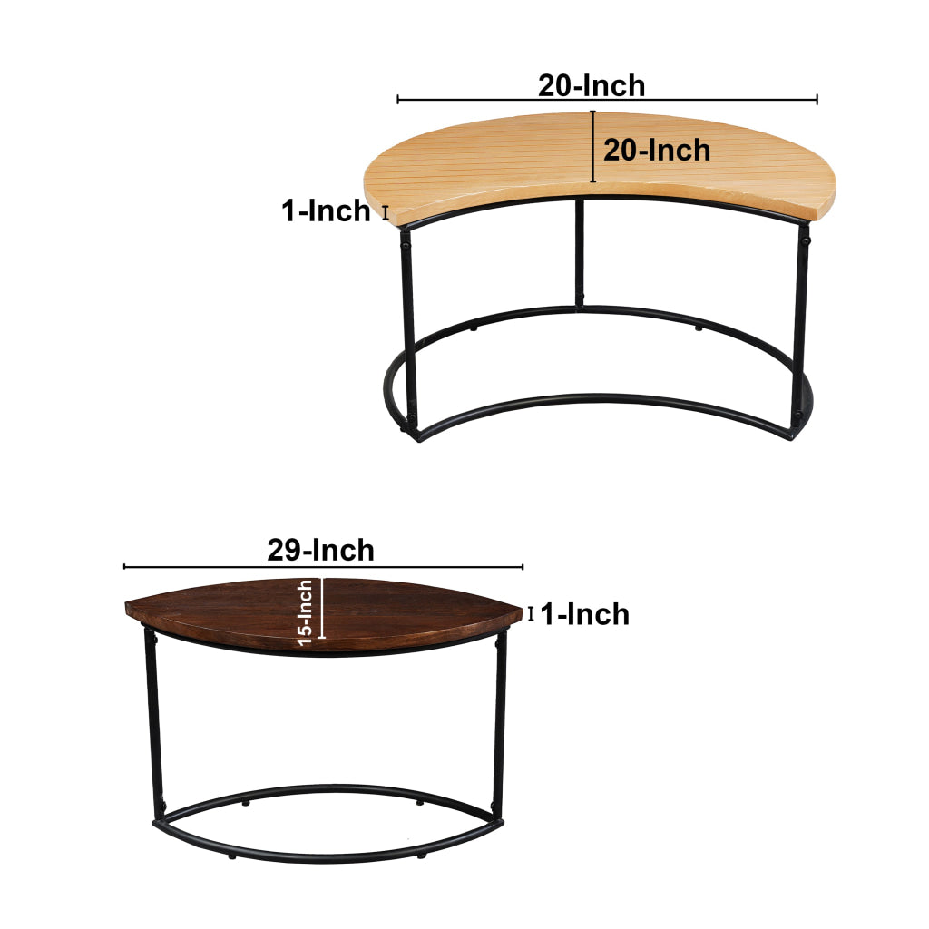 Buy 35" Coffee Table, 2 Piece, Black Iron Frame, Mango Walnut Top | Urban