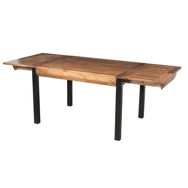 Buy 83" Extendable Dining Table, Mango Wood, Black Iron Legs | Casagear