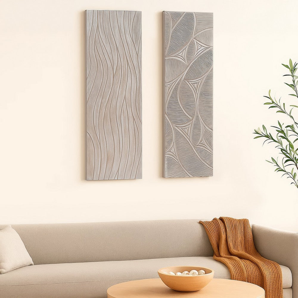 Buy 16x48 Inch 2 Piece Ocean Wave Wood Wall Panels – Casagear