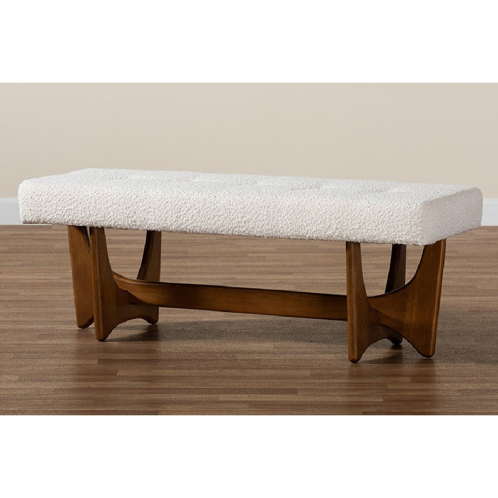 Buy Baxton Studio Cream Boucle Walnut Brown Wood Bench | Best Price ...