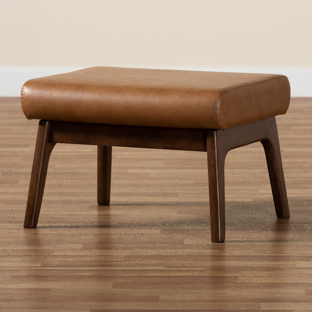 Buy Baxton Studio Tan Leather Walnut Ottoman | Free Shipping – Casagear