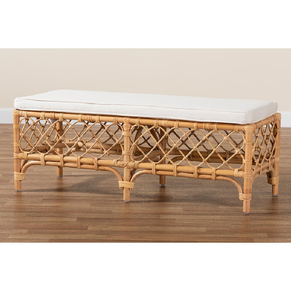 Buy Orchard Rattan White Fabric Bench | Free Shipping – Casagear