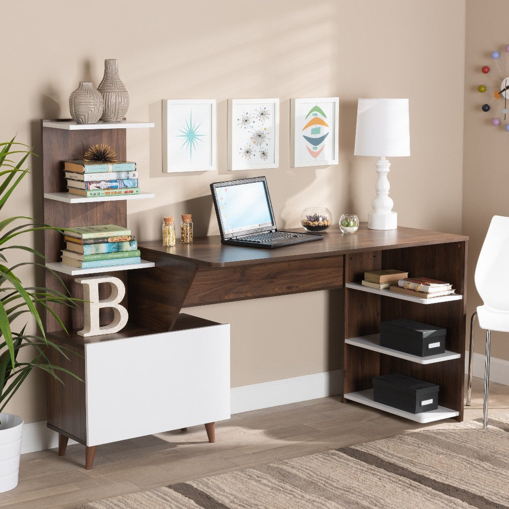 Buy Tobias White/Walnut Desk | Free Shipping | Best Prices – Casagear