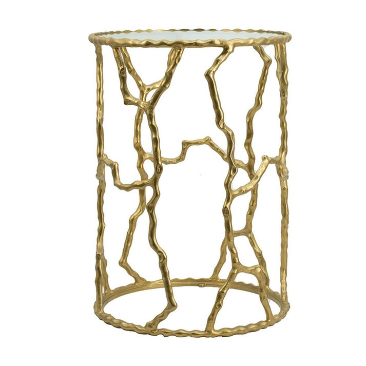 Buy 24 Inch Round Accent Table, Intricate Metal Twig Inspired Open ...