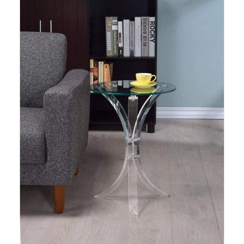 Buy Contemporary Acrylic Accent Table With Glass Top, Clear | Casagear