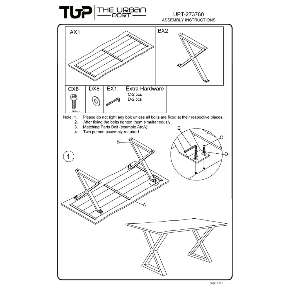 67 Inch Rectangular Dining Table with Crossed Black Metal Legs and Nat ...